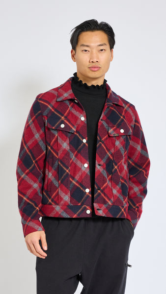 UNDERCOVER RED & BLACK CHECK FLANNEL JACKET – AREA+001